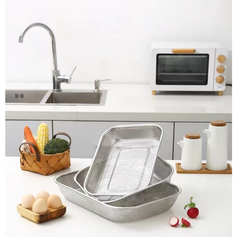 Stainless Steel Strainer Square Design Colander Basket | Shopee Philippines