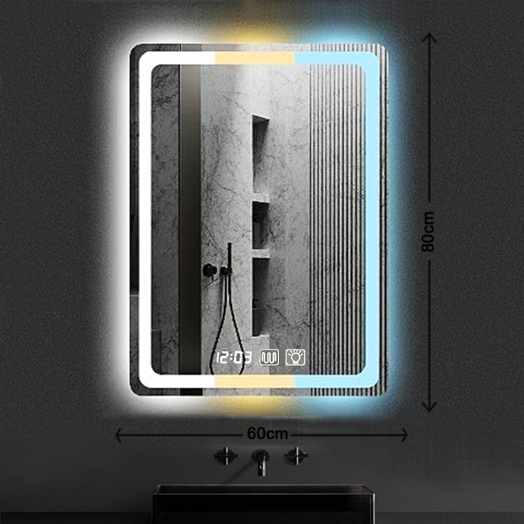 Led smart mirror bathroom mirror with light 3color lamp stepless ...