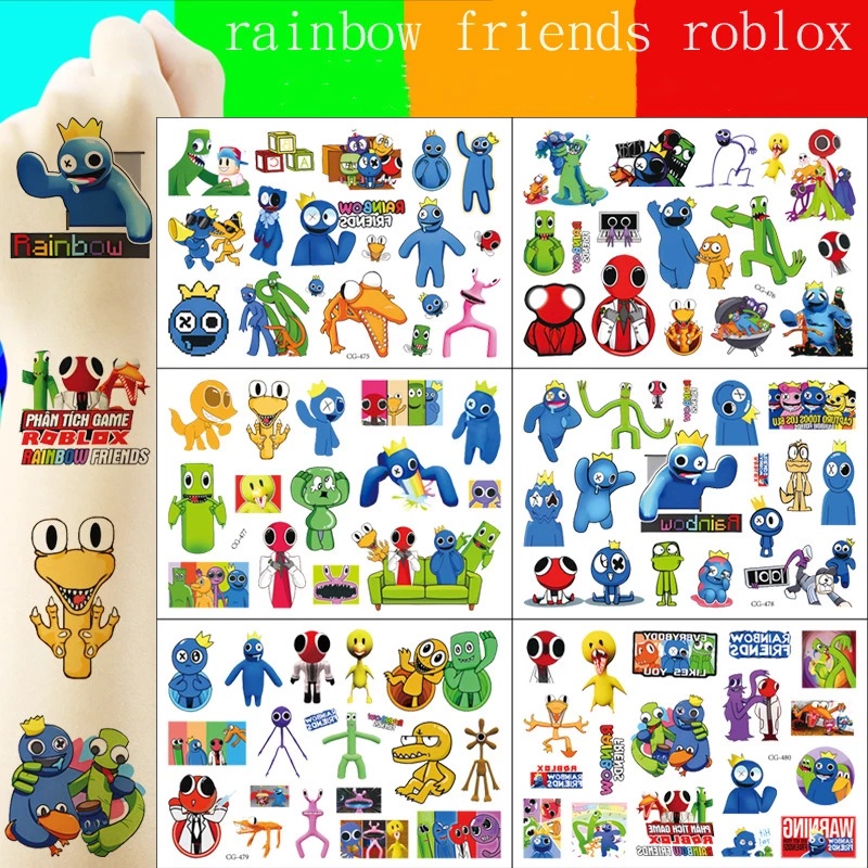 Rainbow friends Temporary Fake Tattoo Stickers Kids Girls Boys Colorful ...