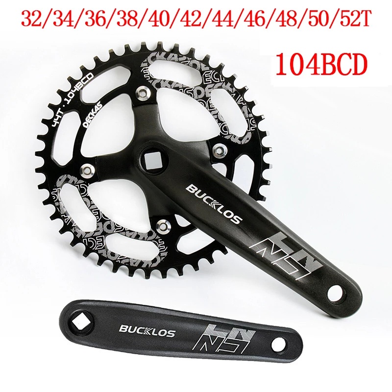 BUCKLOS 104 BCD MTB Crankset 170mm Square Hole Crank Mountain Bike Crankset 32/34/36/38/40/42/46 ...