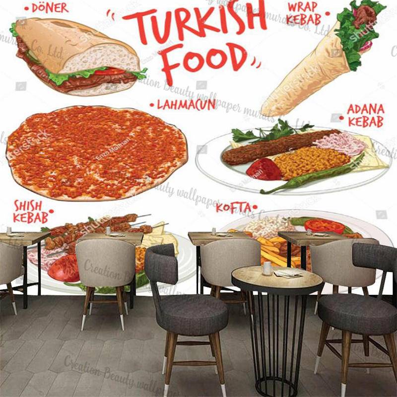 Custom Turkish Cuisine Restaurant Custom Mural Half Bread Doner Kebab ...
