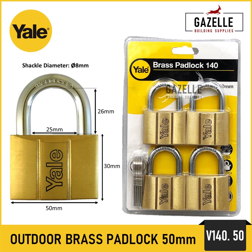 Yale V140 Outdoor Brass Heavy Duty 2 3 4 Pc Keyed Alike Padlocks w/ 3 ...