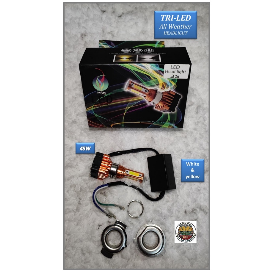 MSM LED HEADLIGHT 45 WATTS ALL WEATHER White Yellow 45W DC3S | Shopee ...