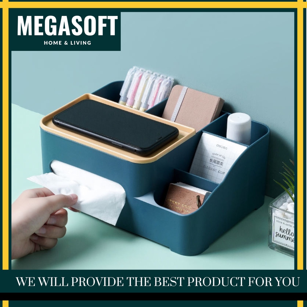 Megasoft Desktop Tissue Box Cover Organizer Holder, Bathroom Vanity ...