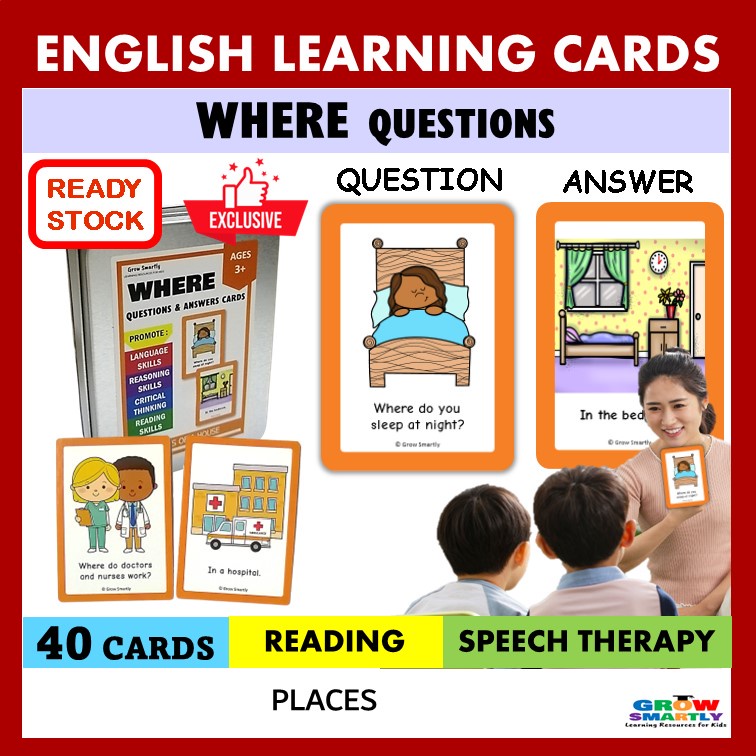 Where WH Question Flash Cards For Kids Preschool Speech Therapy Early ...