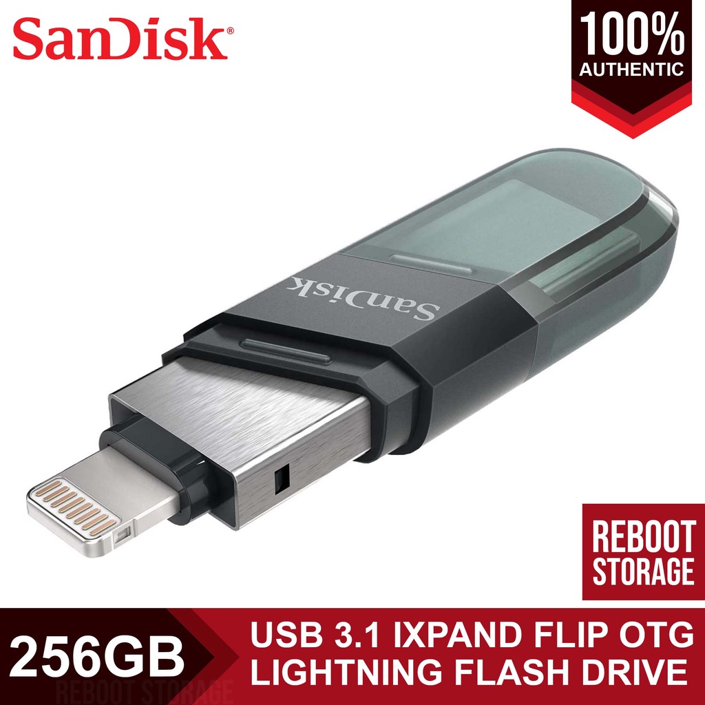 SanDisk 256GB Dual OTG USB 3.1 iXpand Flip Flash Drive with Lightning ...