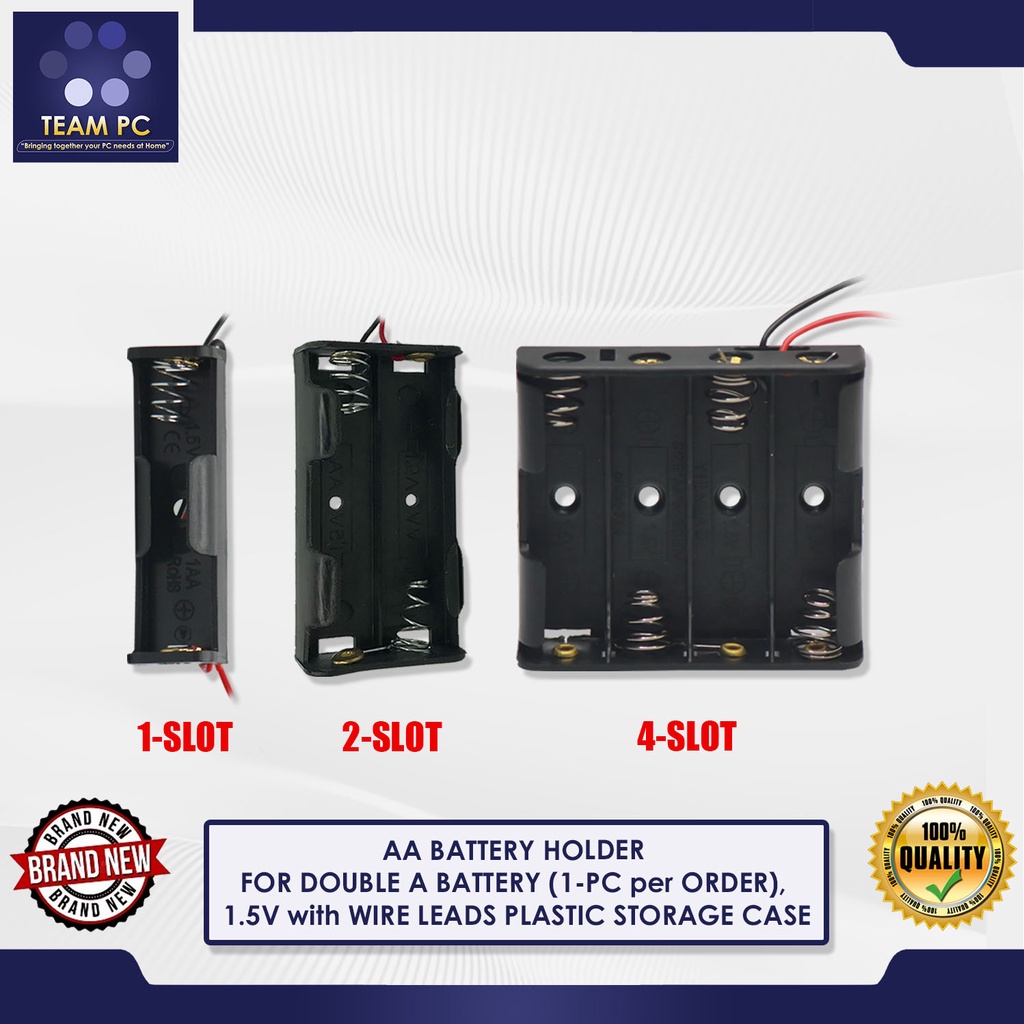 AA BATTERY HOLDER FOR DOUBLE A BATTERY (1-PC per ORDER), 1.5V with WIRE ...