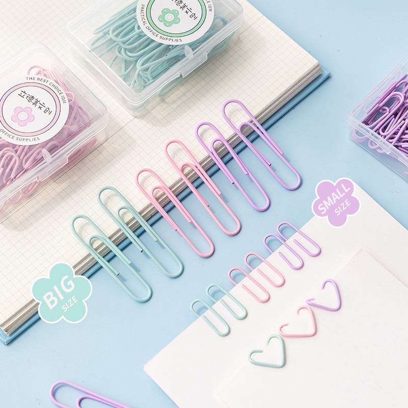 MOHAMM 20/50 PCS Macaron Colored Metal Paper Clips Box | Shopee Philippines