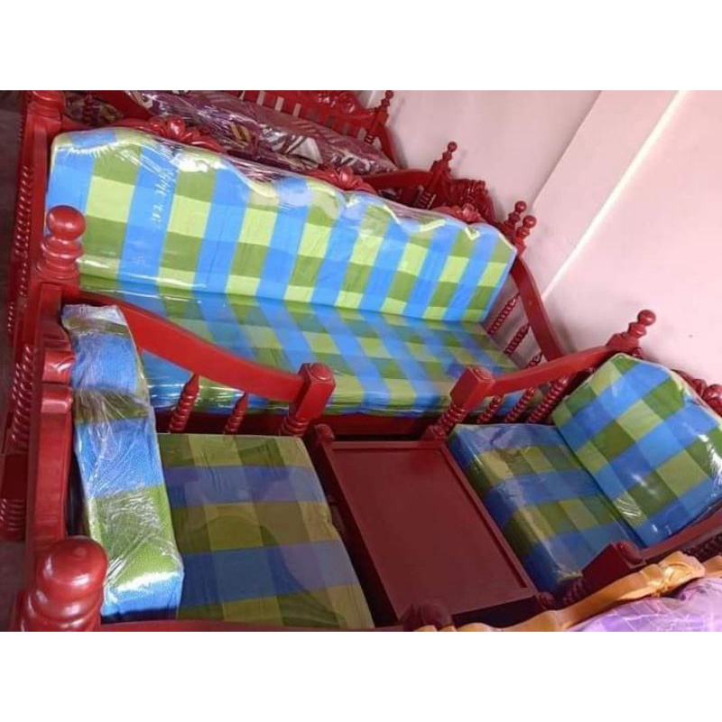 SALA SET WOOD WITH CUSHION URATEX AND CENTER TABLE | Shopee Philippines