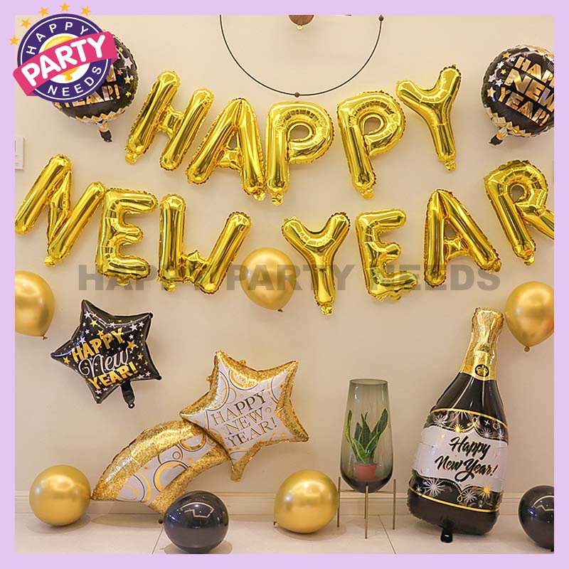 Happy New Year Foil Balloon Set 16 Inch New Year Decorations Balloon ...