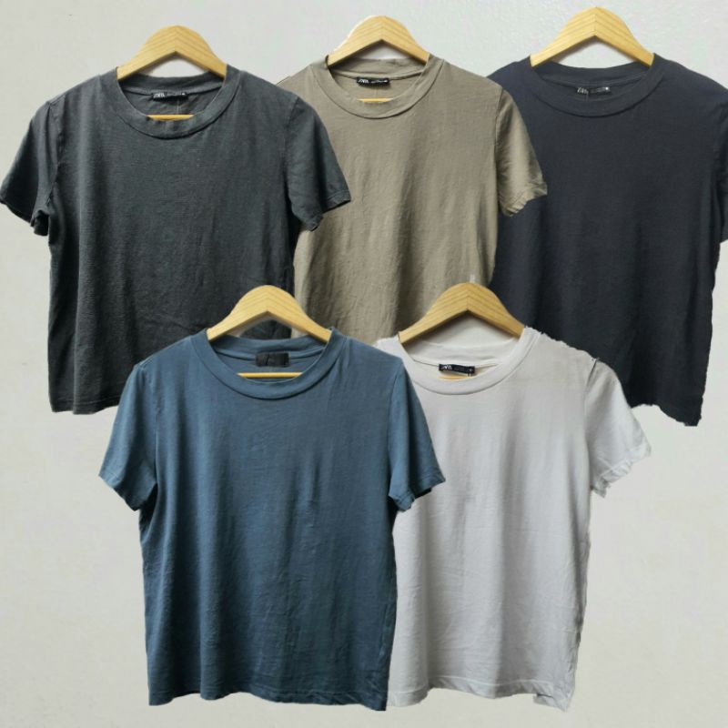 Z ARA Round Neck T-Shirt Overrun | Thin | Regular Fit | Shopee Philippines