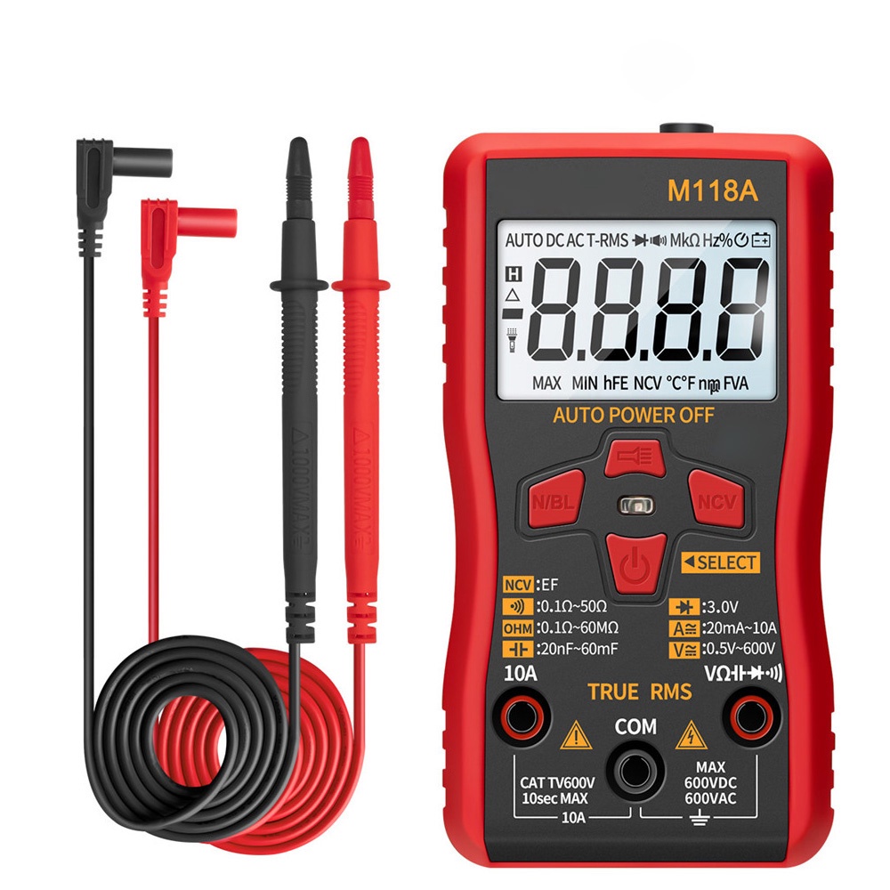 Digital Multimeter Auto Mmultimetro True Rms Tranistor Meter with NCV ...