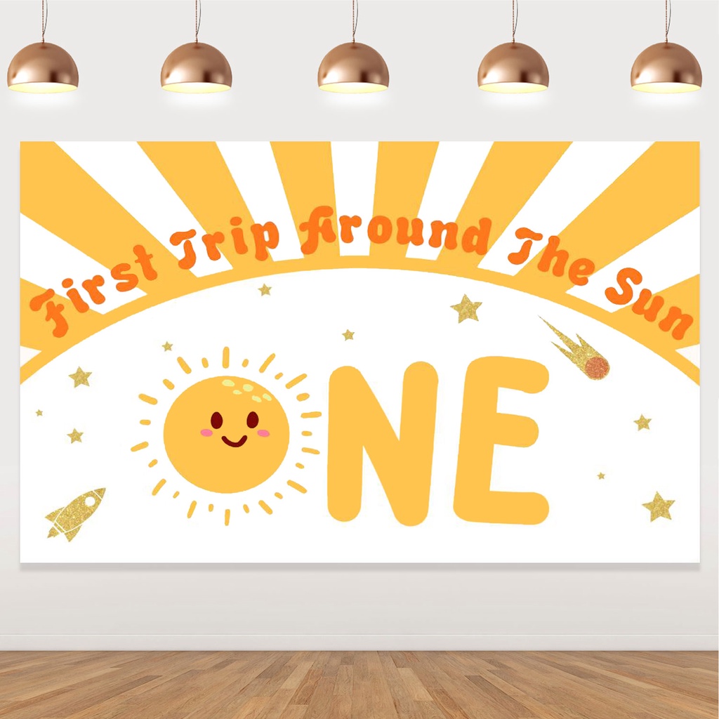 JOLLYBOOM First Trip Around The Sun Backdrop 1st Birthday Background ...