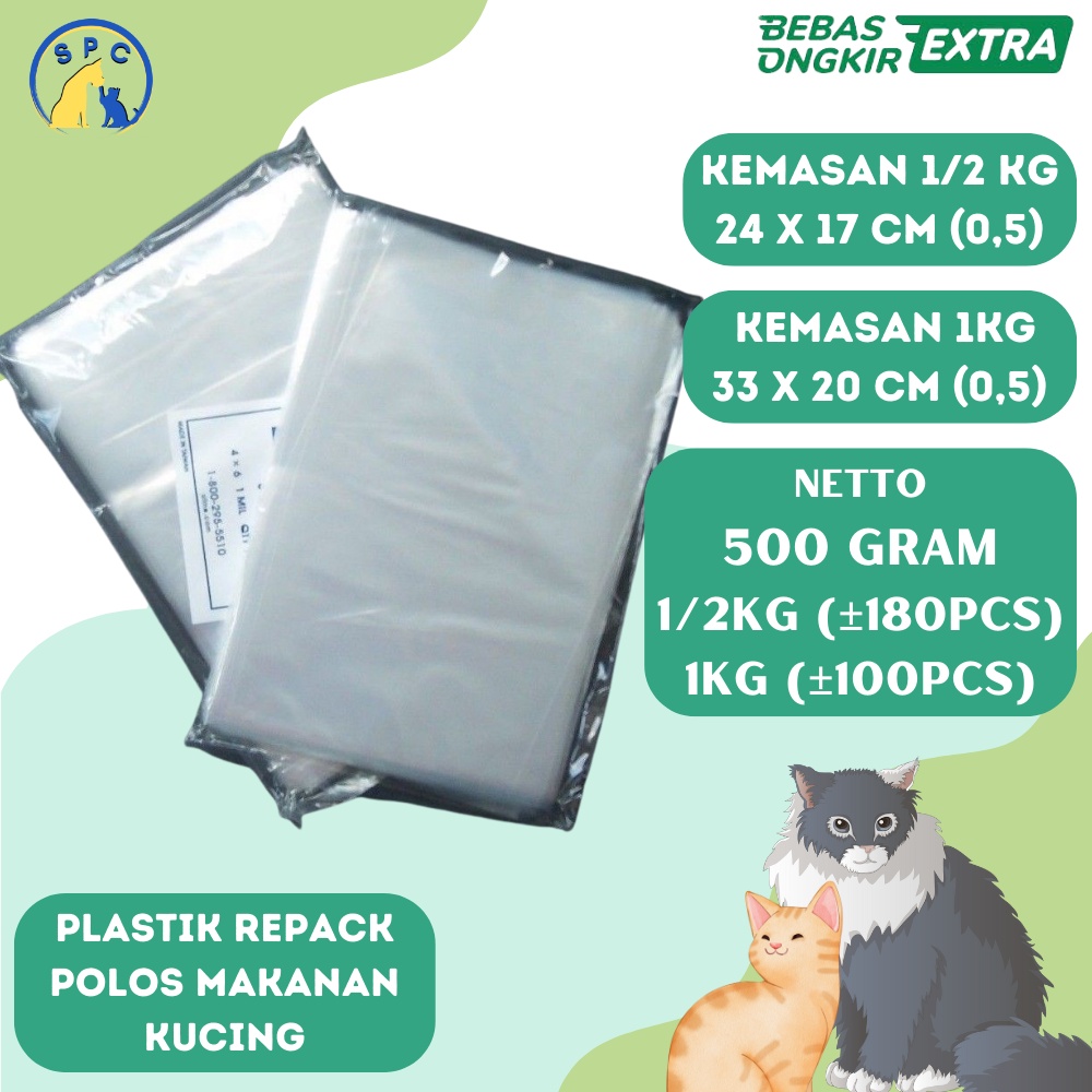 Plastic Repack Cat Food 1 kg 500 grams medium thick plastic 20x33 cm ...