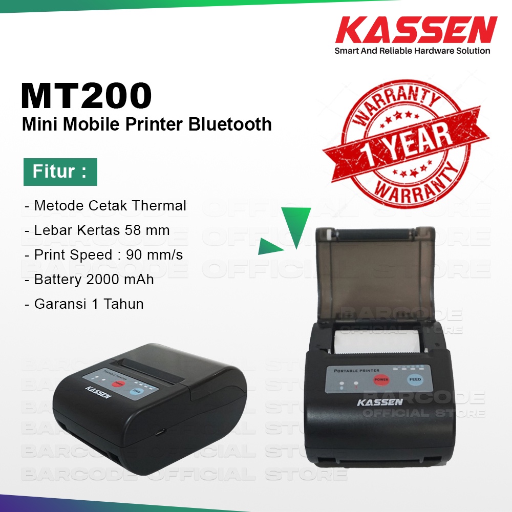 MINI THERMAL PRINTER BLUETOOTH KASSEN MT200 MOKA OLSERA POS GP-58130IIC ...