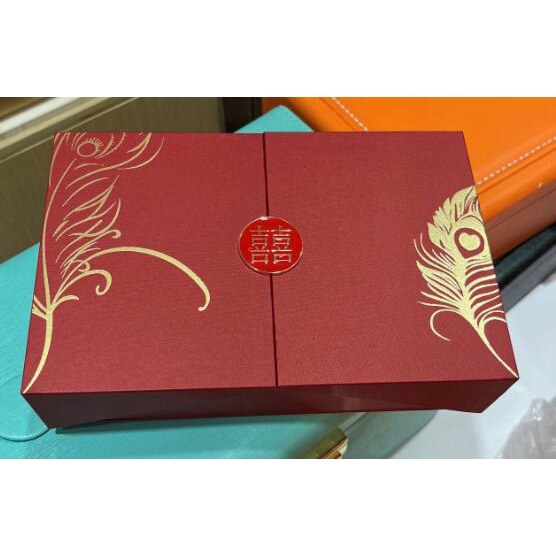 Red Velvet Dragon Phoenix Three Gold Wedding Set Box Engagement ...