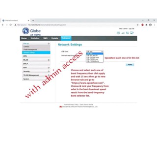 B315S-938 with Admin Access GLOBE HOME BROADBAND 4G LTE FOR GLOBE TM ...