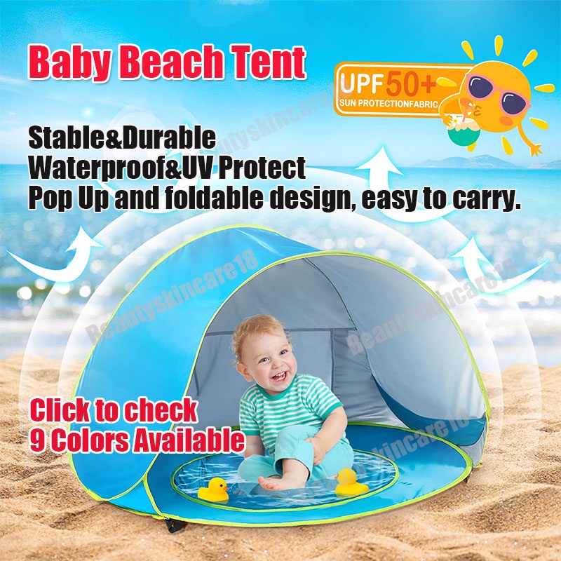Portable Baby Beach Tent Pop Up Outdoor Kids Tent with Pool UV ...