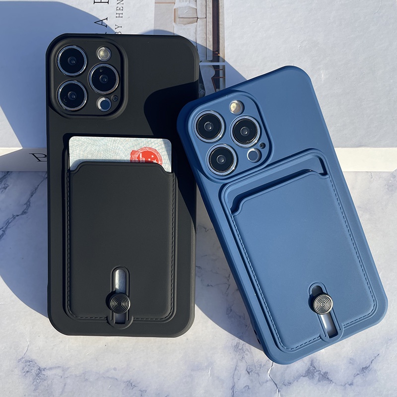 Silicone Soft Case with Card Slot Card holder support For iPhone ...