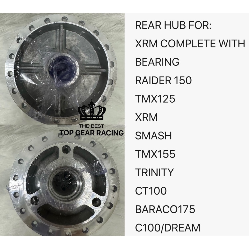 REAR HUB FOR MOTORCYCLE XRM/TMX/RAIDER/SMASH/TRINITY/CT100/BARACO/C100 ...