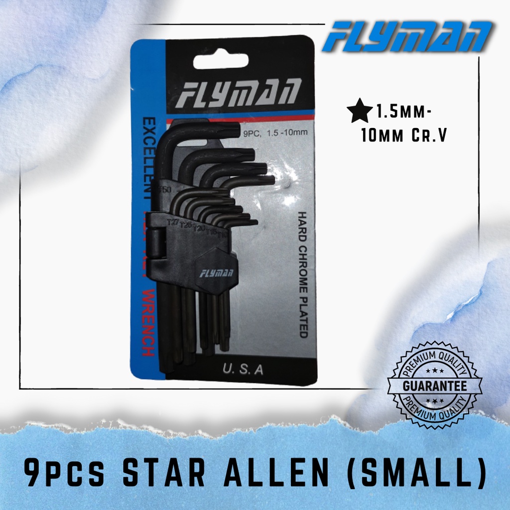 Jrshopeeph 9Pcs Star Allen wrench 1.5-10Mm Small Torx Allen Wrench ...