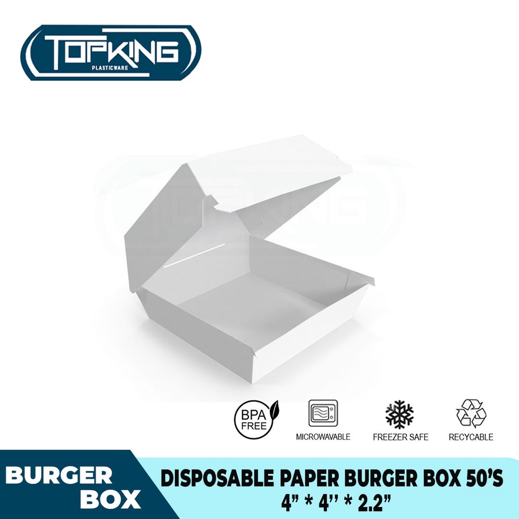 TOPKING DISPOSABLE BURGER BOX 50PCS / PACK | Shopee Philippines