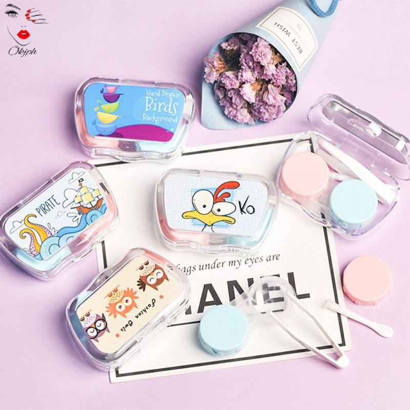 Contact Lens Case w/Mirror Storage Box Travel Kit Reflective Surface ...