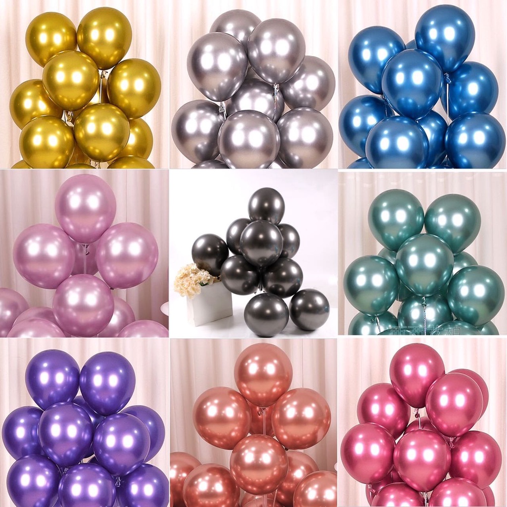 Chrome 5" Metallic latex Balloons (10pcs) birthday decor Party ballon ...