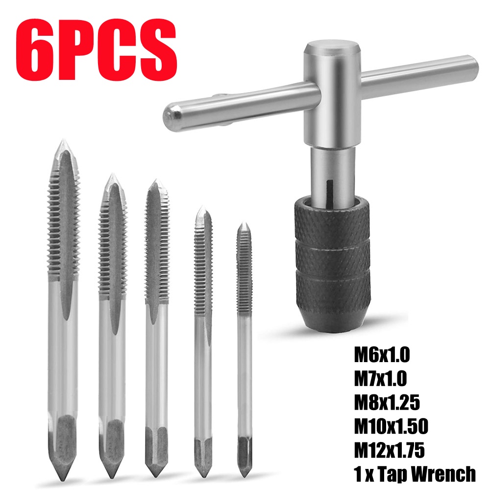 6/7pcs T-type Machine Screw Thread Tap Wrench M6/M7/M8/M10/M12 Tap Set ...
