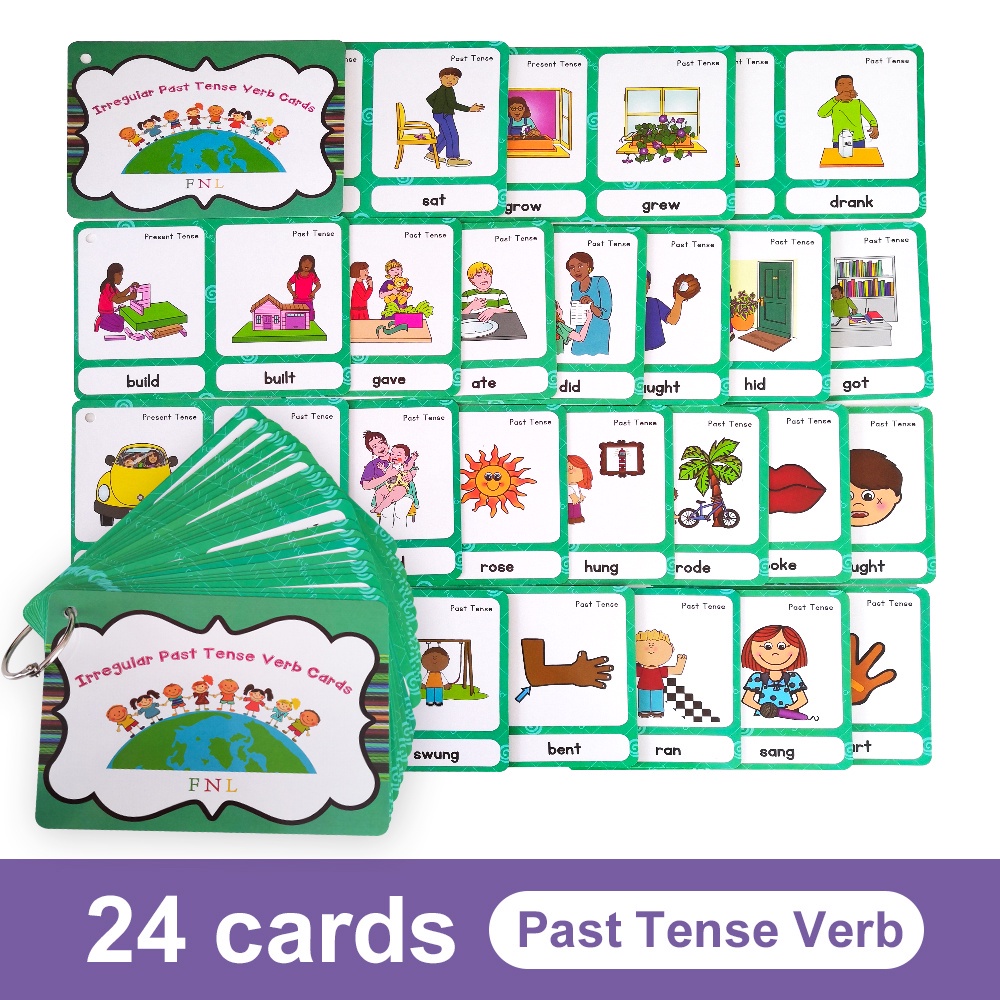 kids Learning English Flash Cards Irregular Past Tense Verbs Cards ...