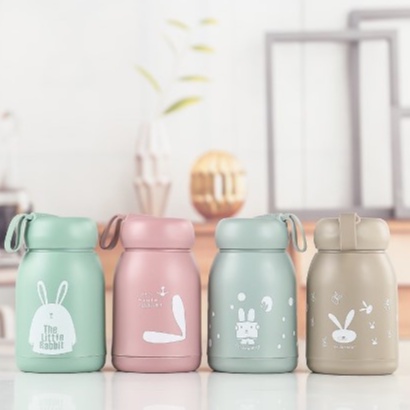 OW Cute Rabbit Design Water Bottle Glass Vacuum Cup Coffee Mug School ...