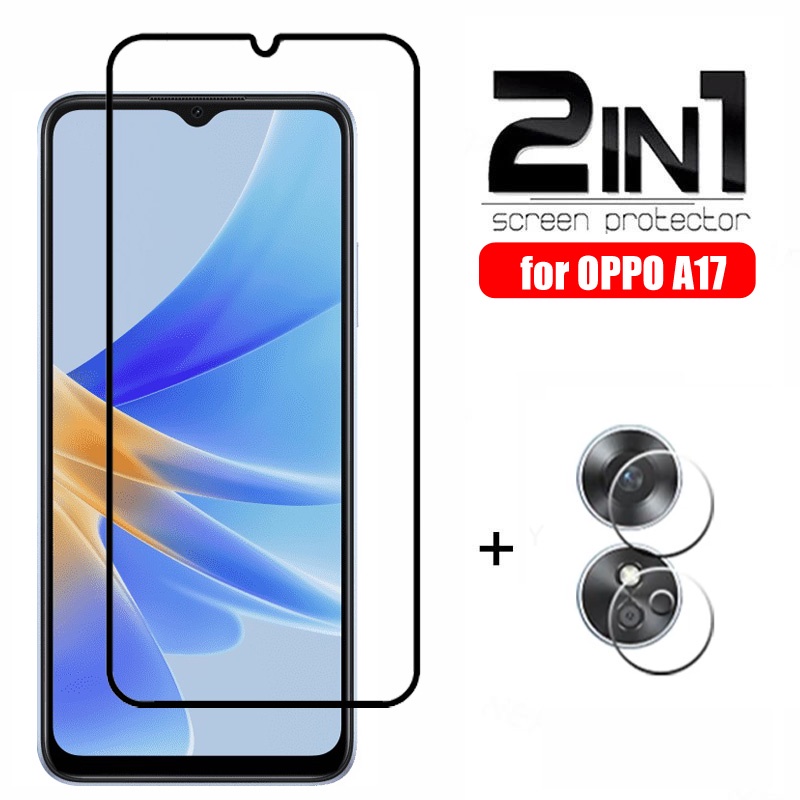2in1 OPPO A17 A17K A77s Tempered Glass Full Cover Screen Protector for ...