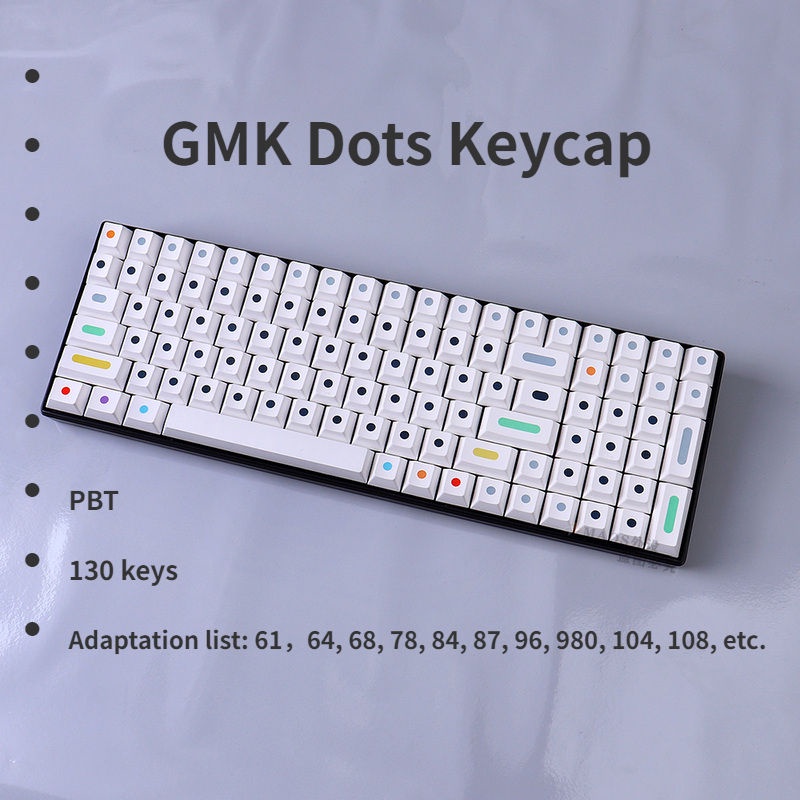 GMK Dots key cap white PBT thermal sublimation 130Key factory highly ...