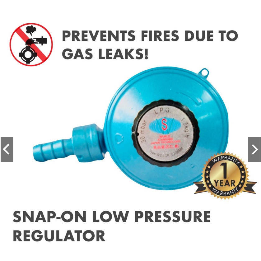 World Standard Snap On Low Pressure Regulator w/ Safety Shut-Off Valve ...