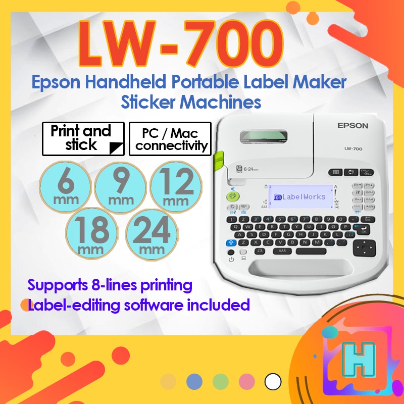 Epson Labelwork LW-700 Portable Label Maker Printer Price Tag Barcode ...