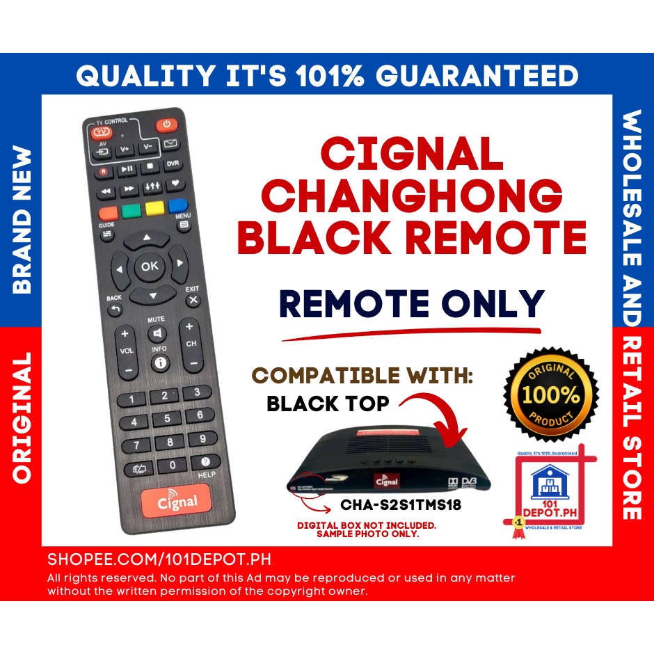 ORIG Cignal Remote CHANGHONG BLACK HD Compatible (REMOTE ONLY) | Shopee ...