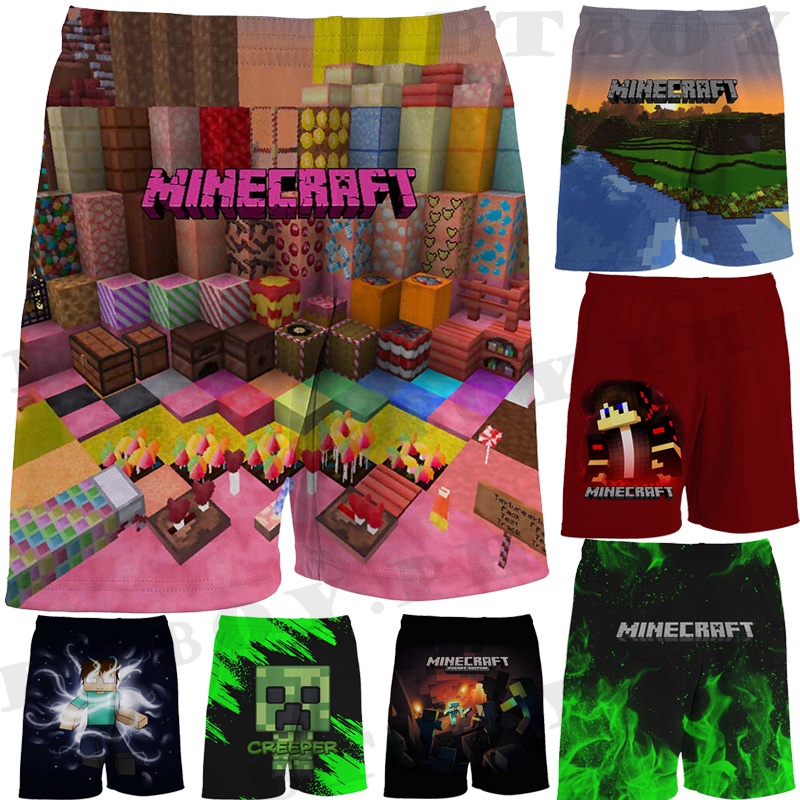 Minecraft Short Kids Pants Cartoon Cosplay Beach Shorts | Shopee ...