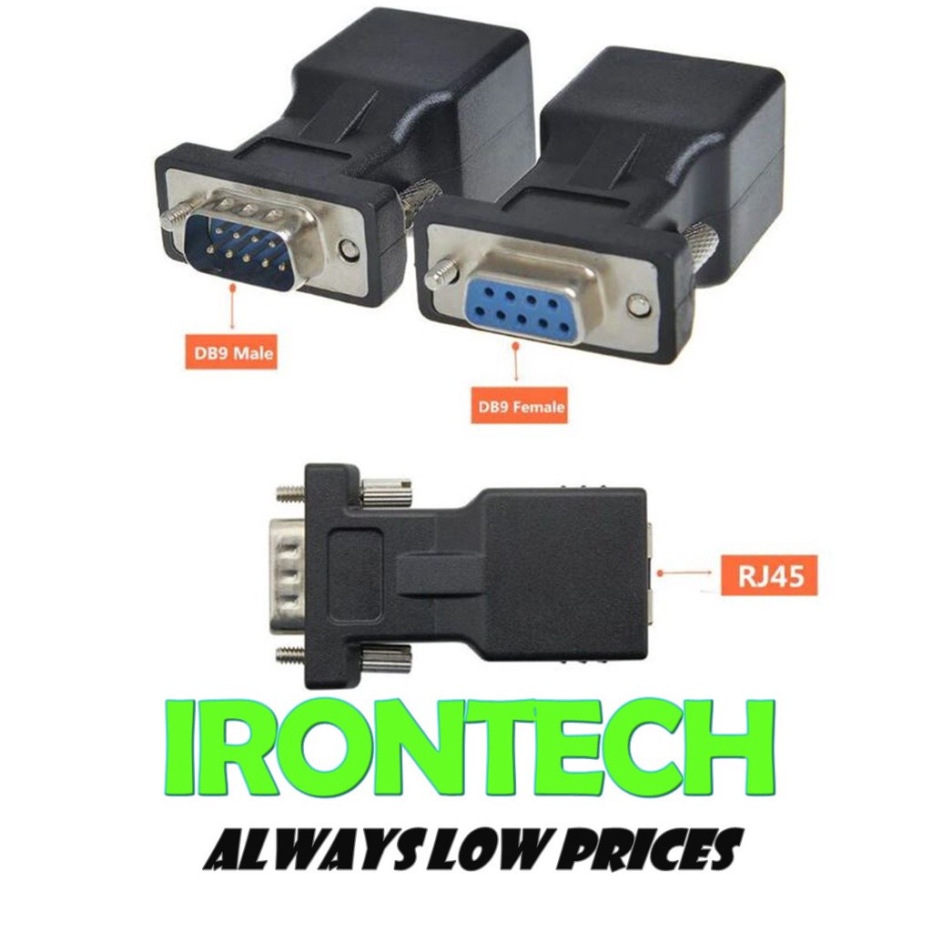 RS232 DB9 male female to RJ45 Net Adapter DB9 Port Converter COM ...