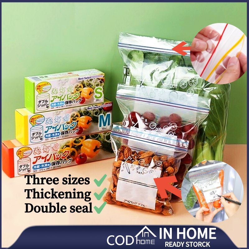 Zipper Bags Resealable Bag 10/15/20Pcs Reusable Food Storage Bags for ...