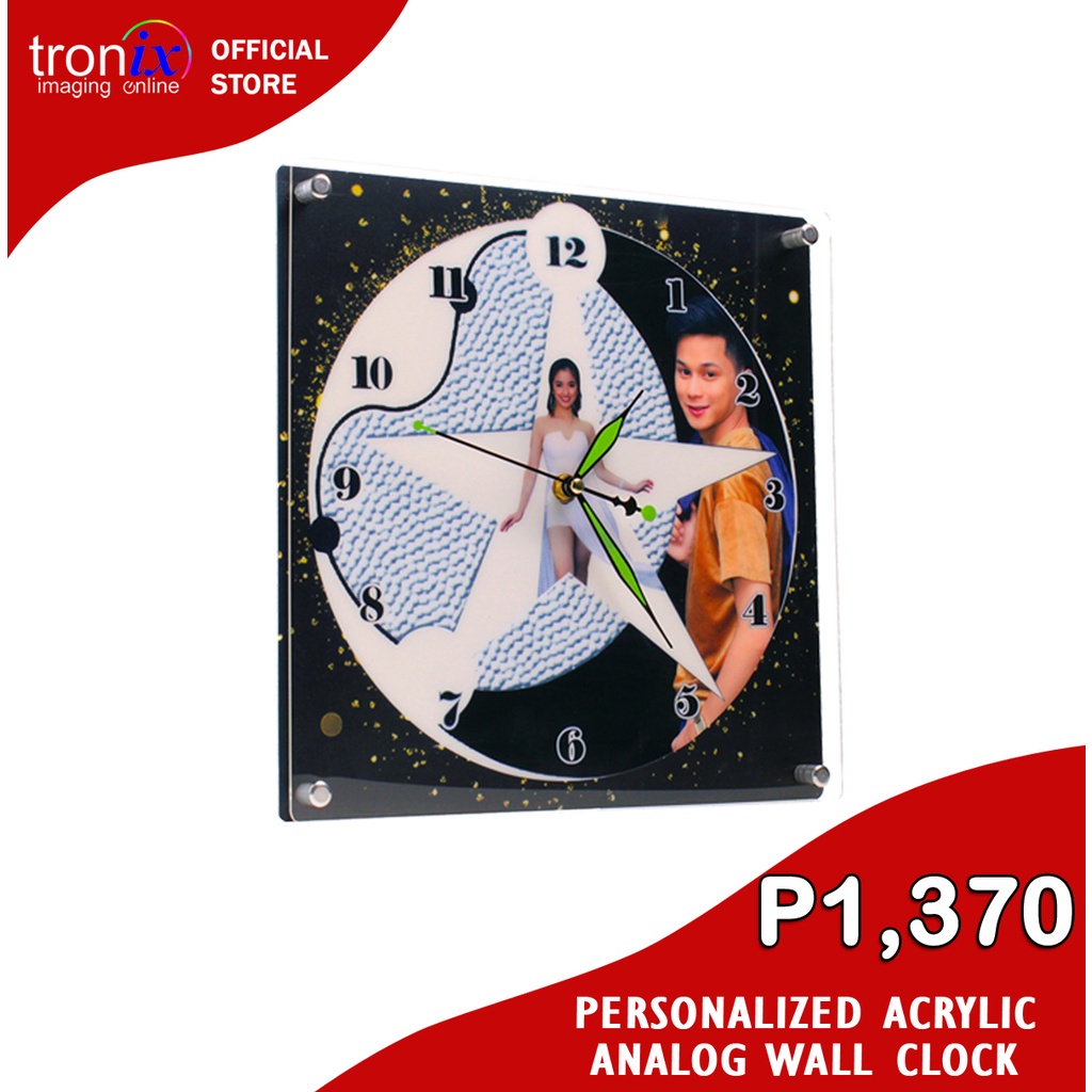 Tronix Imaging Personalized Acrylic Analog Wall Clock Luminous Hands ...