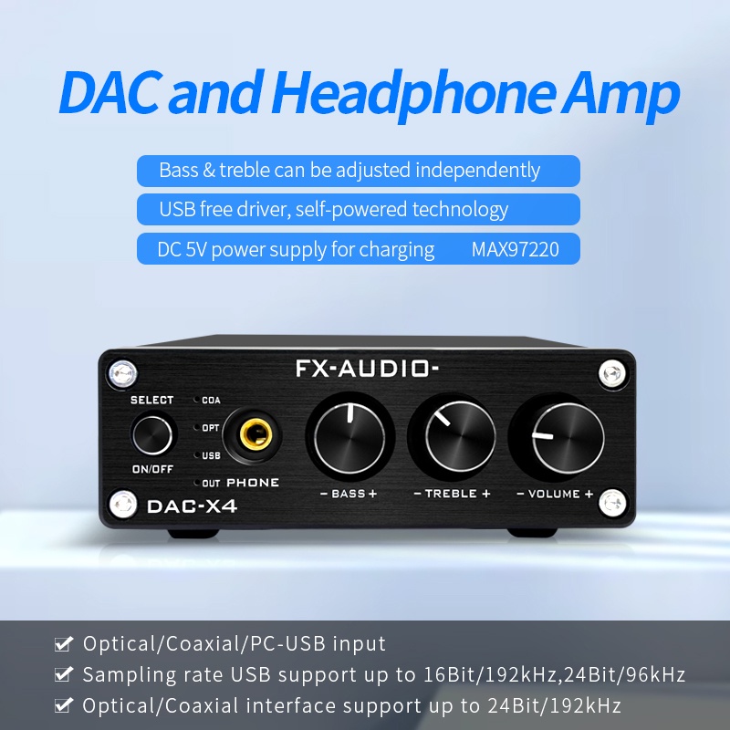 FX AUDIO DAC-X4 Headphone Amplifier 24BIT 192KHz HIFI MAX97220 USB ...