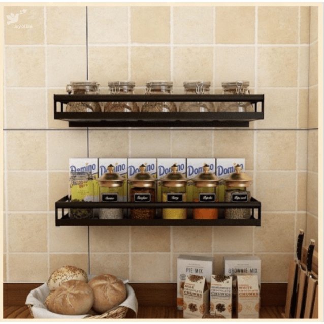 （COD) Wall Mounted Spice Rack Kitchen Hanging Condiment Storage Holder ...
