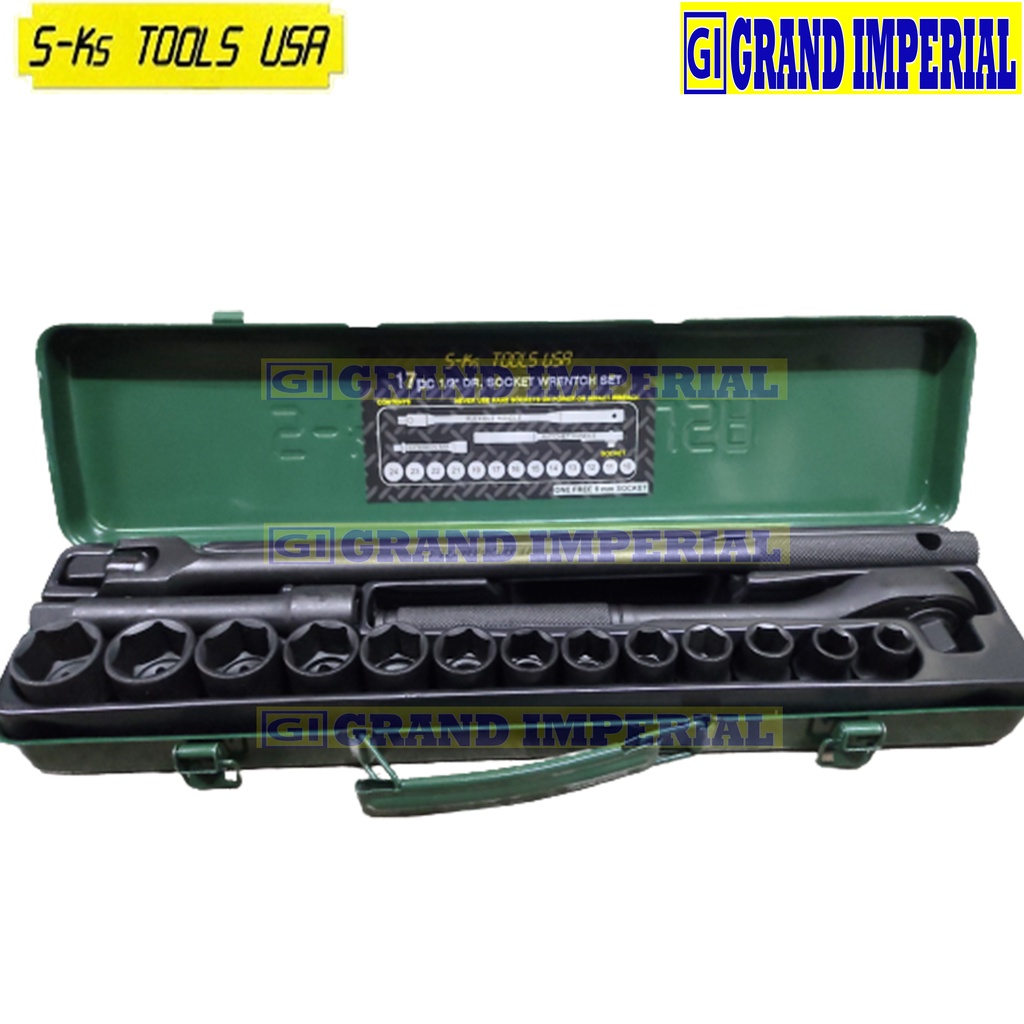 SKS Tools USA Socket Wrench Set 1/2" Drive 17Pcs 10mm-24mm B17-6 ...