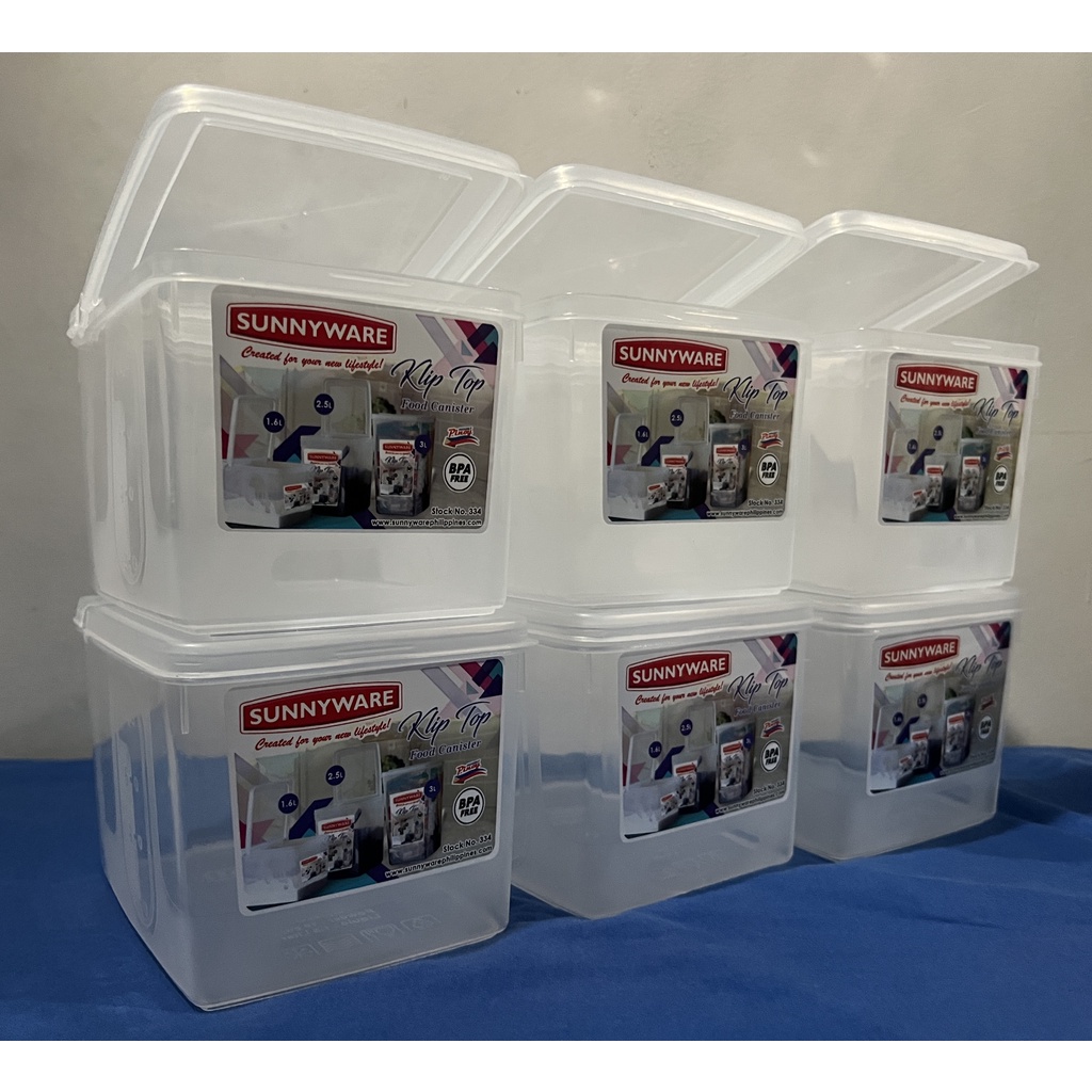 6 pcs Sunnyware 334 1.6 Liter Klip Top Canister (set of 6) | Shopee ...