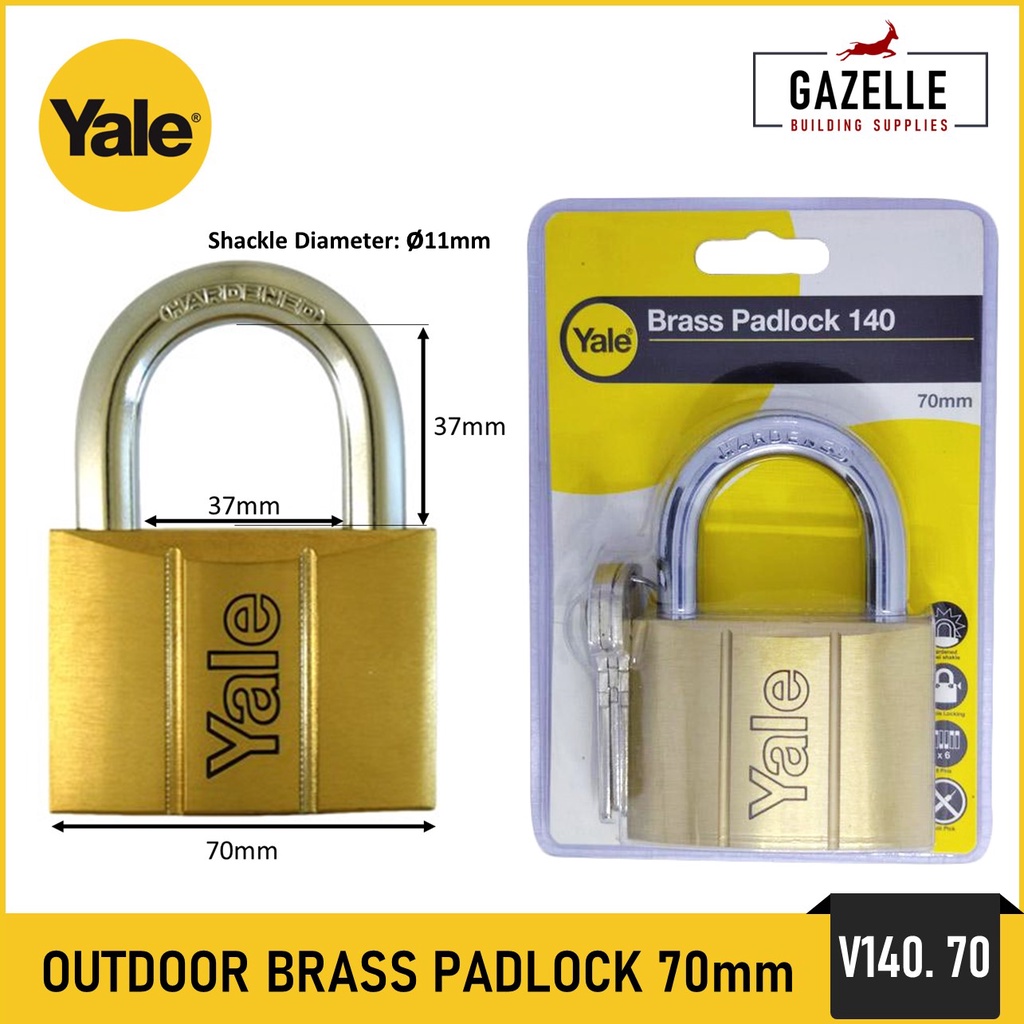Yale Outdoor Brass Padlock Heavy Duty w/ 3 Keys - 70mm | Shopee Philippines