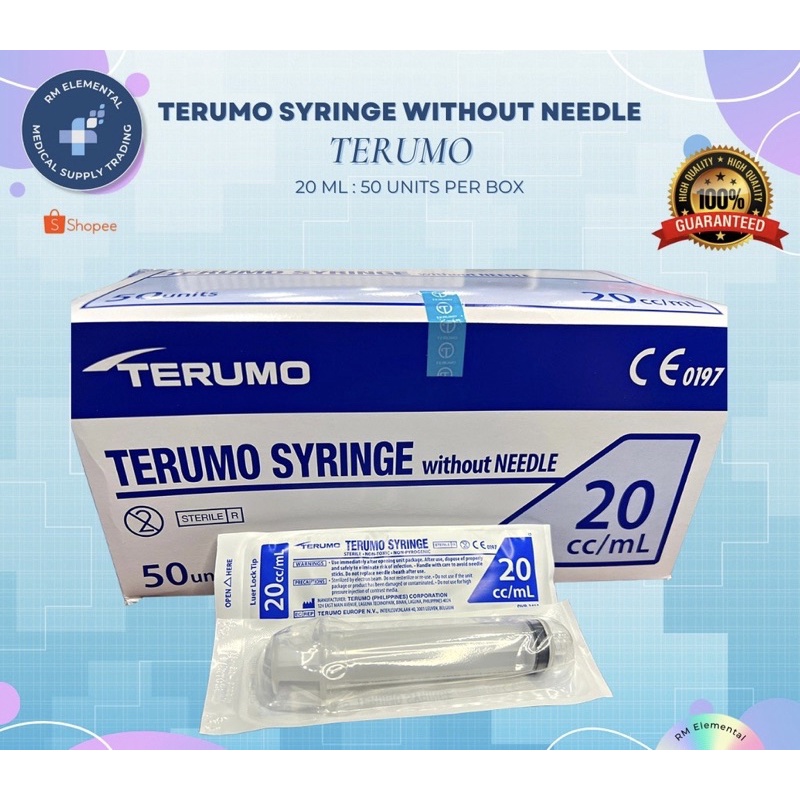 [ BOX ] TERUMO 20cc Syringe without needle Luer Lock Tip , 50s PER BOX | Shopee Philippines
