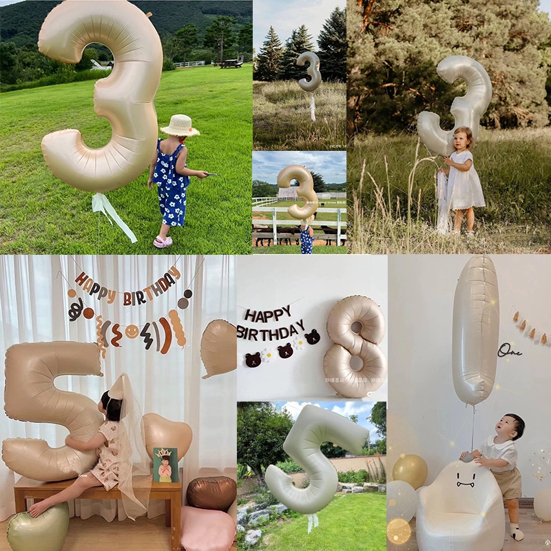 40Inch Milky White Number Balloons Birthday Decorations Large Size High ...