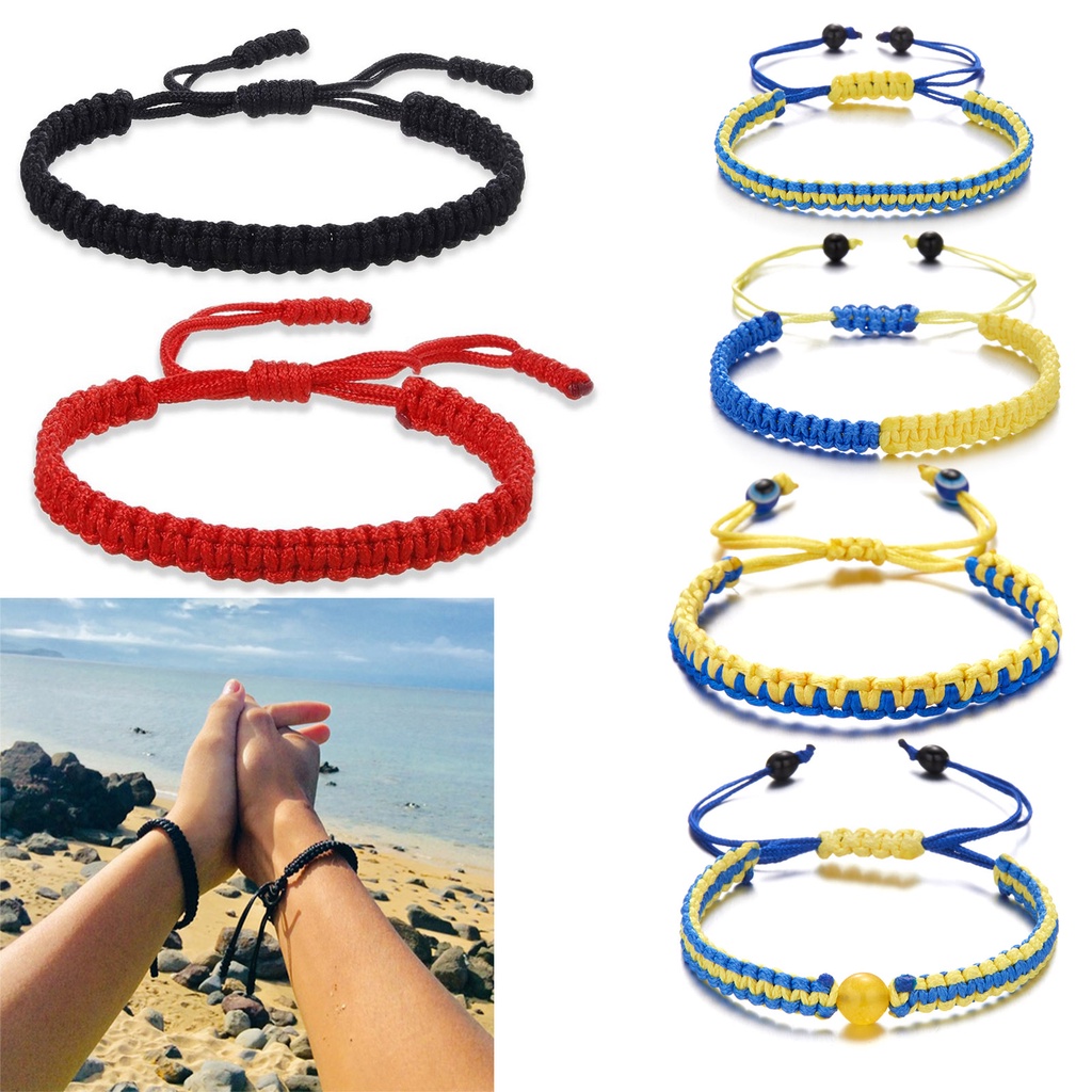 Red Rope Black Rope Bracelet Women Handmade Wristband Couple Adjustable ...