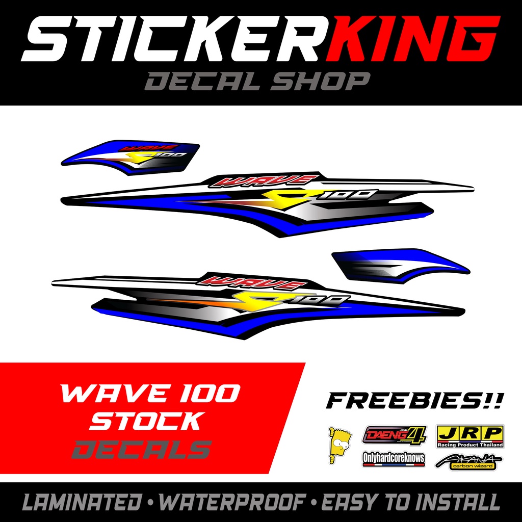 Honda Wave 100 Stock Decals with freebies (Blue) | Shopee Philippines