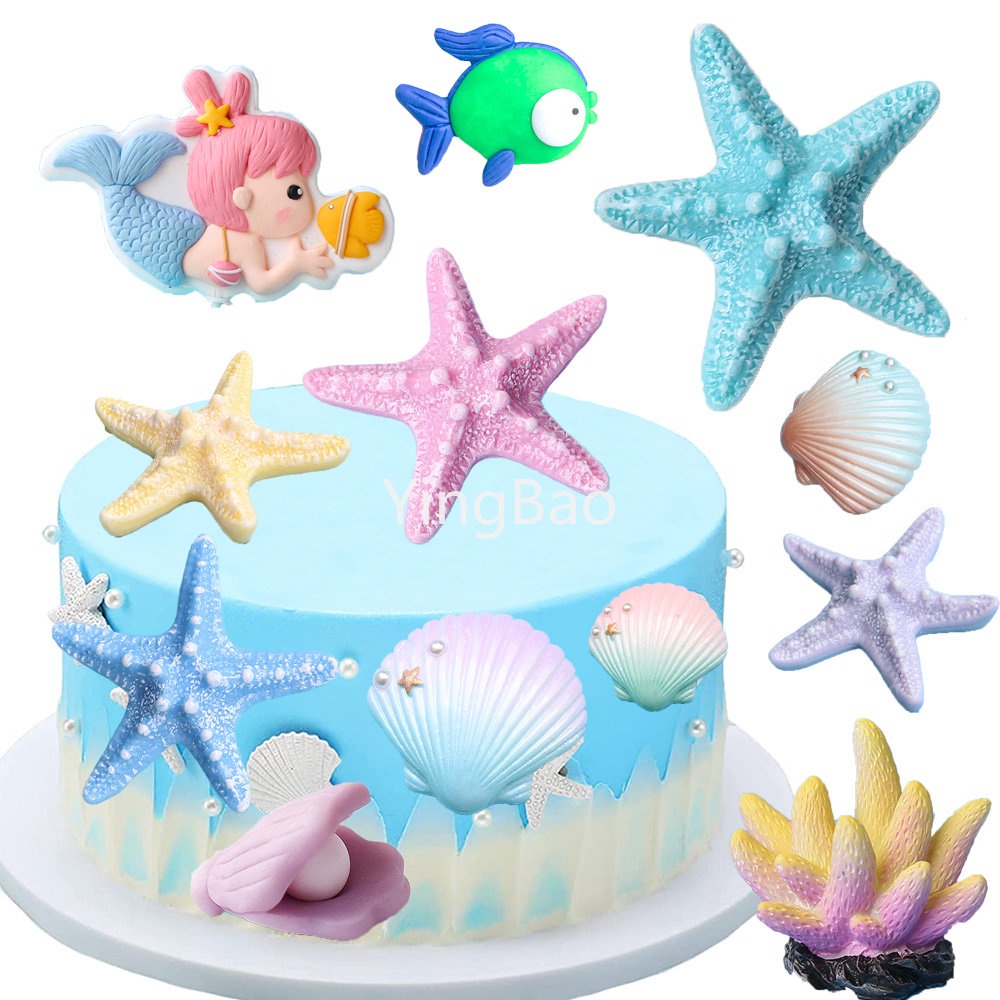 Sea Shell Cake Decoration Starfish Cake Topper for Birthday Party Baby ...